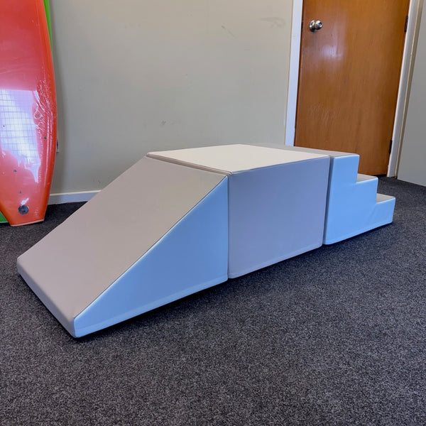 Soft Play Stairs Platform and Ramp Luxury set blue/grey